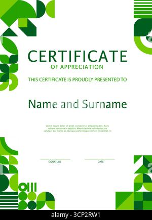 Environment ecology certificate template with green nature geometric ...