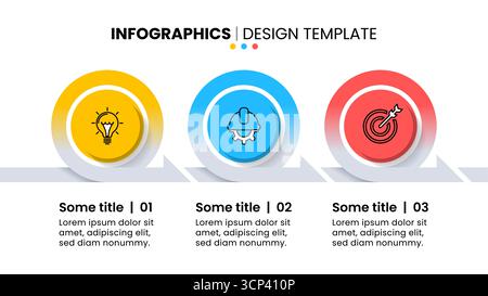 Three step process chart slide template. Diagram, strategy, plan ...