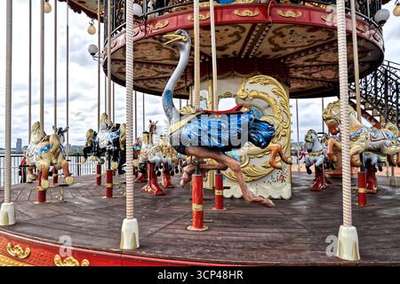 animal merry-go-round at funfair Harbour Park Littlehampton West Sussex ...