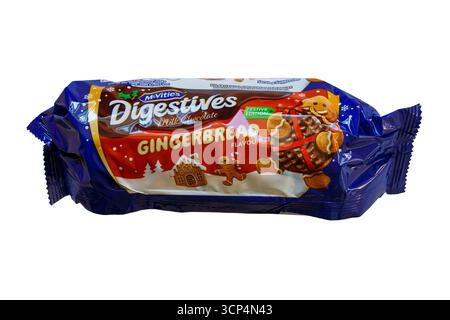 packet of McVities Digestives Gingerbread biscuits isolated on white ...