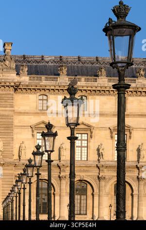 World famous Love Museum pyramid acoss the courtyard. Paris, France ...