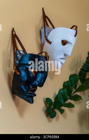 Traditional Sardinian masks worn by the Mamuthones in a typical ...
