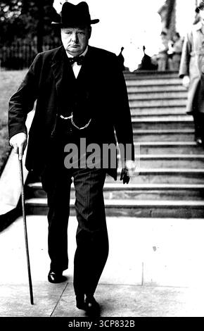 WINSTON CHURCHILL with Neville Chamberlain in in 1939, shortly before ...