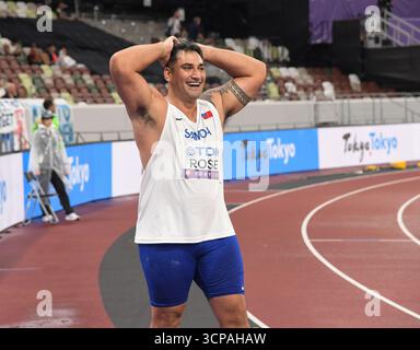 Alex Rose of Samoa competing in the men’s discus at the World Athletics ...