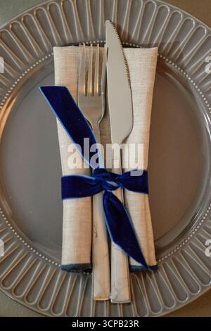 Table setting for Hanukkah celebration, closeup Stock Photo - Alamy