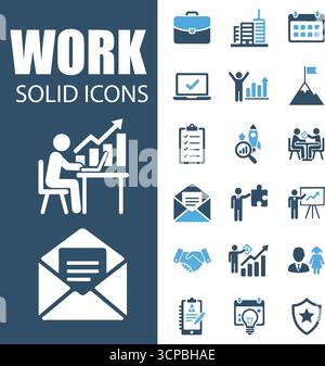 Business Graph solid icon set. Vector and Illustration Stock Vector ...