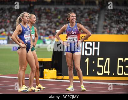 Sage Hurta-Klecker of the USA and Jessica Hull of Austrailia competing ...