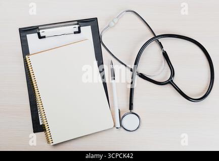 Medical tools and supplies are arranged on a chair in a health care ...