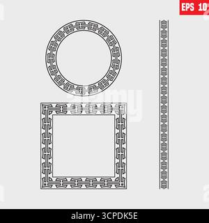 Greek pattern. Roman ellipse frame. Outline greece border isolated on ...