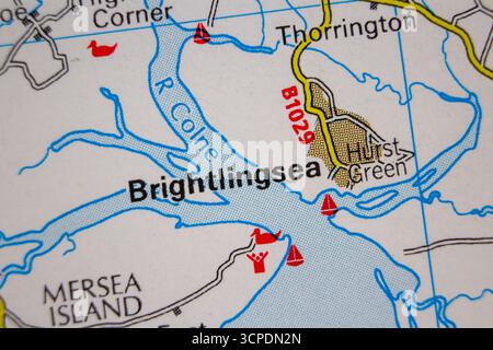 Brightlingsea - United Kingdom colour atlas map town name of the area ...