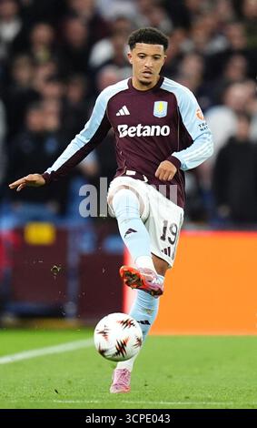 Aston Villa's Jadon Sancho during the Premier League match at Stamford ...