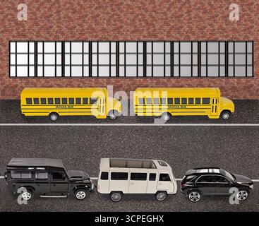 Students Getting On The School Bus Stock Photo - Alamy