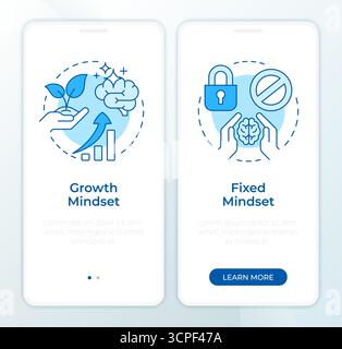 Problem solving steps blue onboarding mobile app page screen with ...