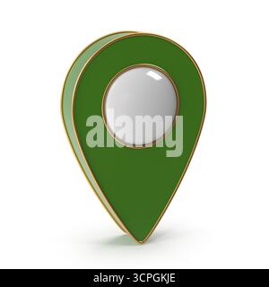 3d green location pin with gold outline Stock Photo - Alamy