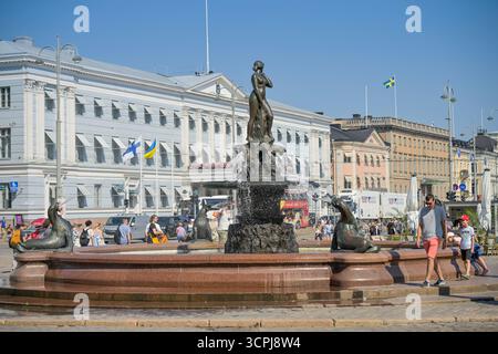 Statue und Brunnen Havis Amanda, Kauppatori, Altstadt, Helsinki ...