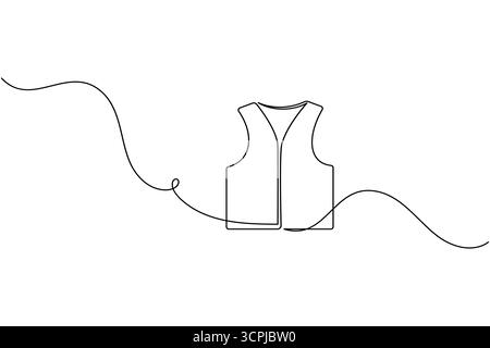 Life jacket continuous one line art drawing safety vest vector ...