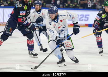 Tyler Madden (Straubing Tigers, 18) during the goal celebration after ...