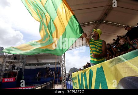 Victoria Lopes Pereira Tosta Brazil dives for the ball in the women's ...