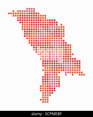 Square dots pattern map of Moldova. Moldavian dotted pixel map with ...