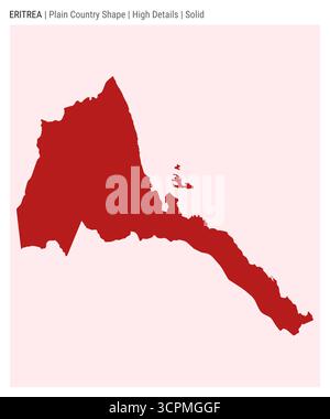 Eritrea plain country map. High details. Solid regions style. Shape of ...