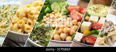 Mild taste food. Collection of dishes, banner design Stock Photo - Alamy