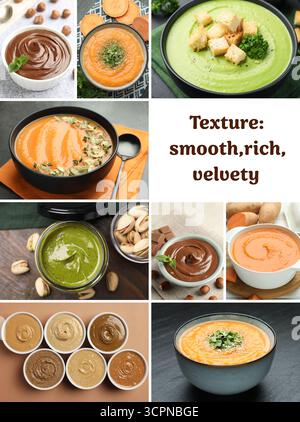 Smooth and velvety food texture. Spreads of different nuts isolated on ...