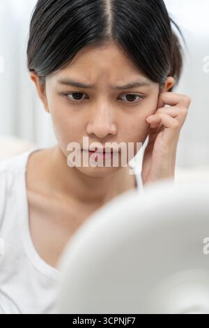 Young woman are worried about faces Dermatology and allergic to ...