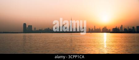 Panoramic view from Dubai Creek at sunrise, Dubai, UAE Stock Photo - Alamy