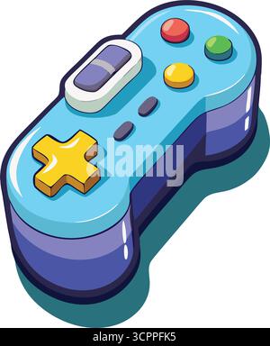 Yellow gaming joystick, illustration, vector on a white background ...