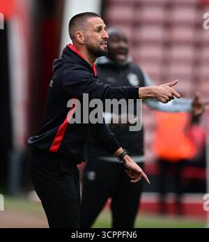 Barnsley head coach Conor Hourihane appeals for a penalty during the ...