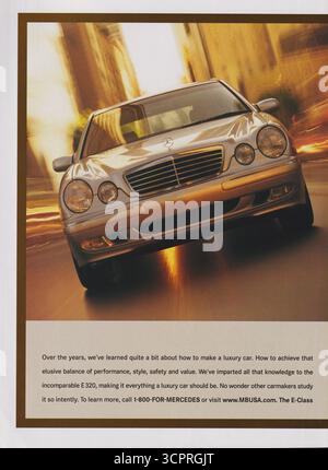 poster advertising Mercedes-Benz E320 car in magazine from 2001, slogan ...
