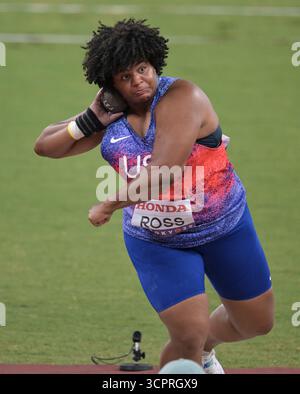 Jaida Ross of the USA competing in the women’s shot put at the World ...