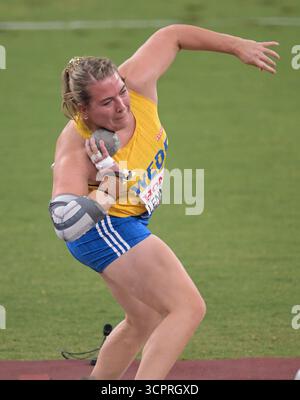Fanny Roos of Sweden competing in the women’s shot put at the World ...