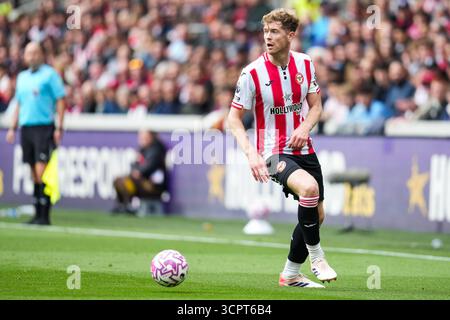 Nathan Collins of Brentford on the ball during the Premier League match ...