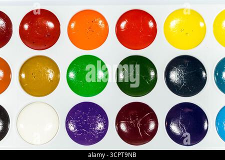 New box with colorful paints for drawing Stock Photo - Alamy