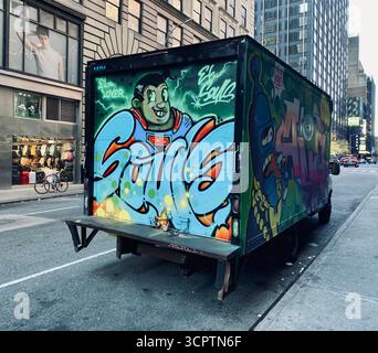 graffiti painted truck NYC New York City street Stock Photo - Alamy