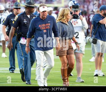 Auburn head coach Hugh Freeze watches a replay during the second half ...