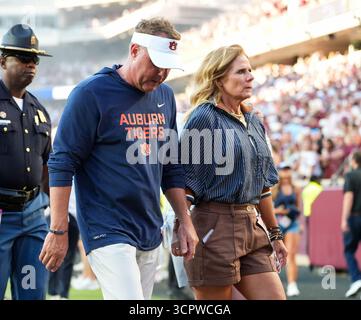 Auburn head coach Hugh Freeze watches a replay during the second half ...