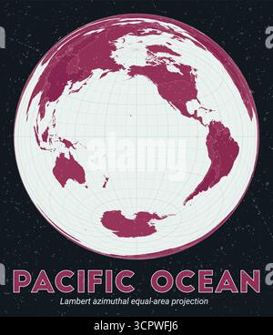 Vector world map. Lambert azimuthal equal-area projection. Plain world ...