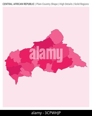 CAR plain country map. High Details. Outline Regions style. Shape of ...