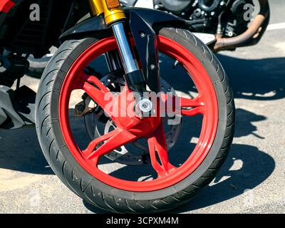 Alloy Wheel Close Up Showcasing Five Spoke Design And Brake Caliper ...