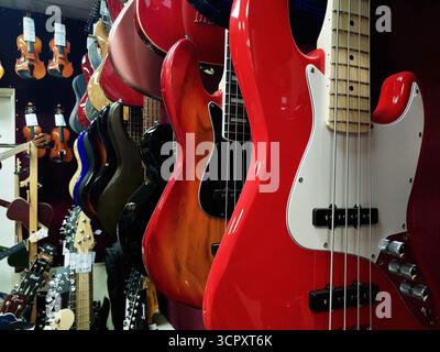 Moscow. Russia - Sept 26. 2025. electric guitars at music store in ...