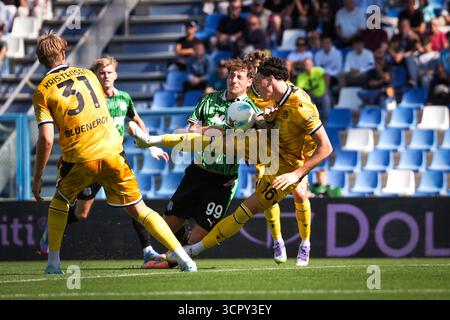 SassuoloÕs Andrea Pinamonti fights for the ball with Genoa's Aaron ...