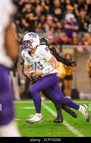TCU quarterback Josh Hoover (10) signals at the line of scrimmage as ...