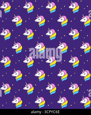 Doodle unicorn pattern for textile design. Animal cartoon. Ditsy print ...