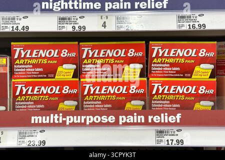 Novi, Michigan, USA - Sep 27, 2025: Boxes of Tylenol 8hr arthritis pain ...