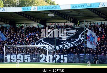 Rangers fans display banners in the stands before the William Hill ...