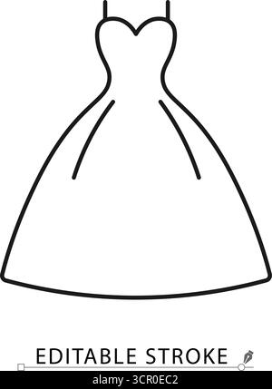 princess bride dress line icon vector illustration Stock Vector Image ...