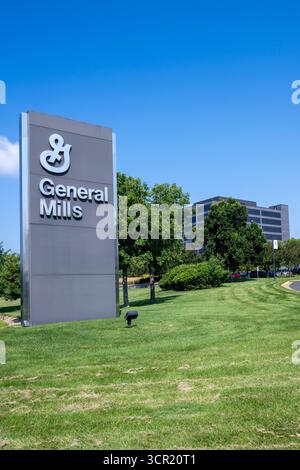 General Mills logo sign at the headquarters in Minneapolis, Minnesota ...