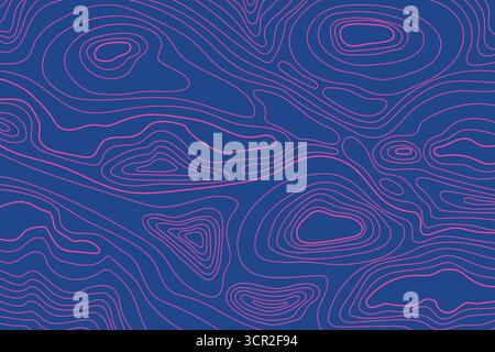 Abstract Terrain Map Background with Blue Colors. Wavy Topographic ...